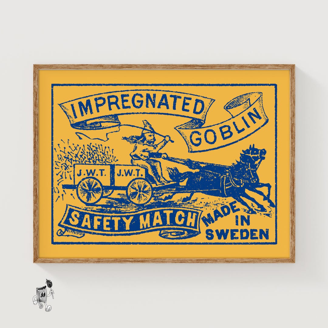 Impregnated Goblin - Matchbox Print - Sweden Wall Art - Vintage Sweden ...