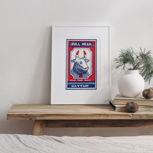 Colorful Bull Head Print | Vintage Indian Matchbox Art | Unique Home ...