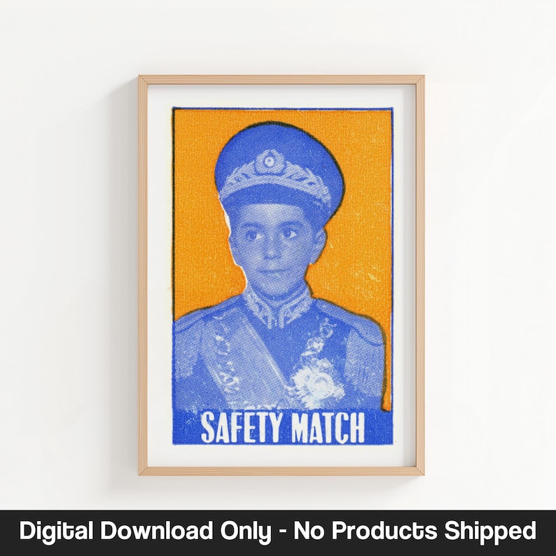 Person in Uniform Safety Match - Vintage Matchbox Label Art - Blue ...