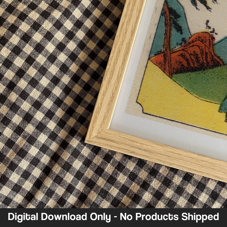 Yellow Path Trees Digital Download: Vintage Mountain Landscape, Retro ...