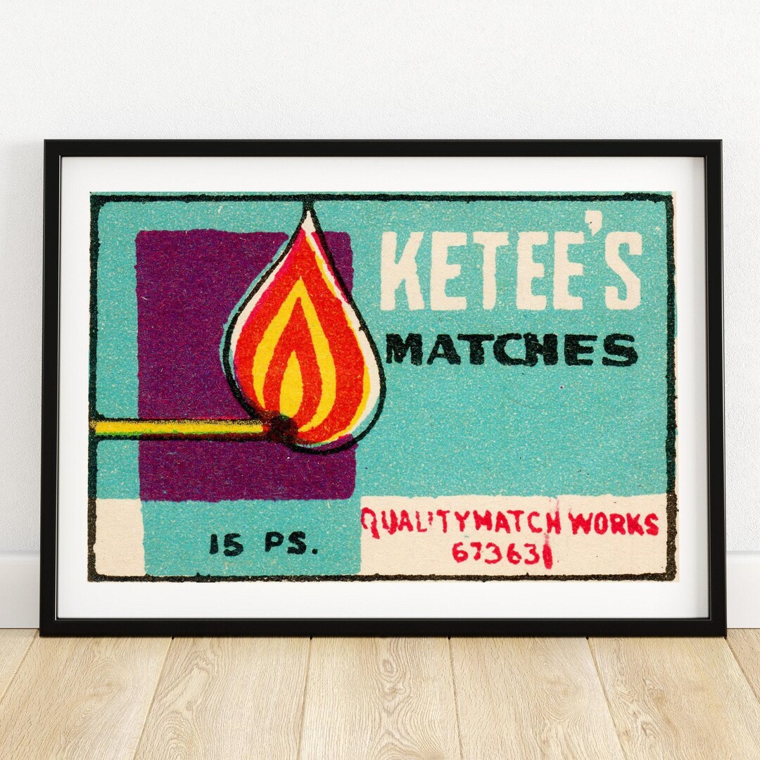 Colorful Mid-century Matchbox Art Print | Vintage Inspired Wall Decor ...