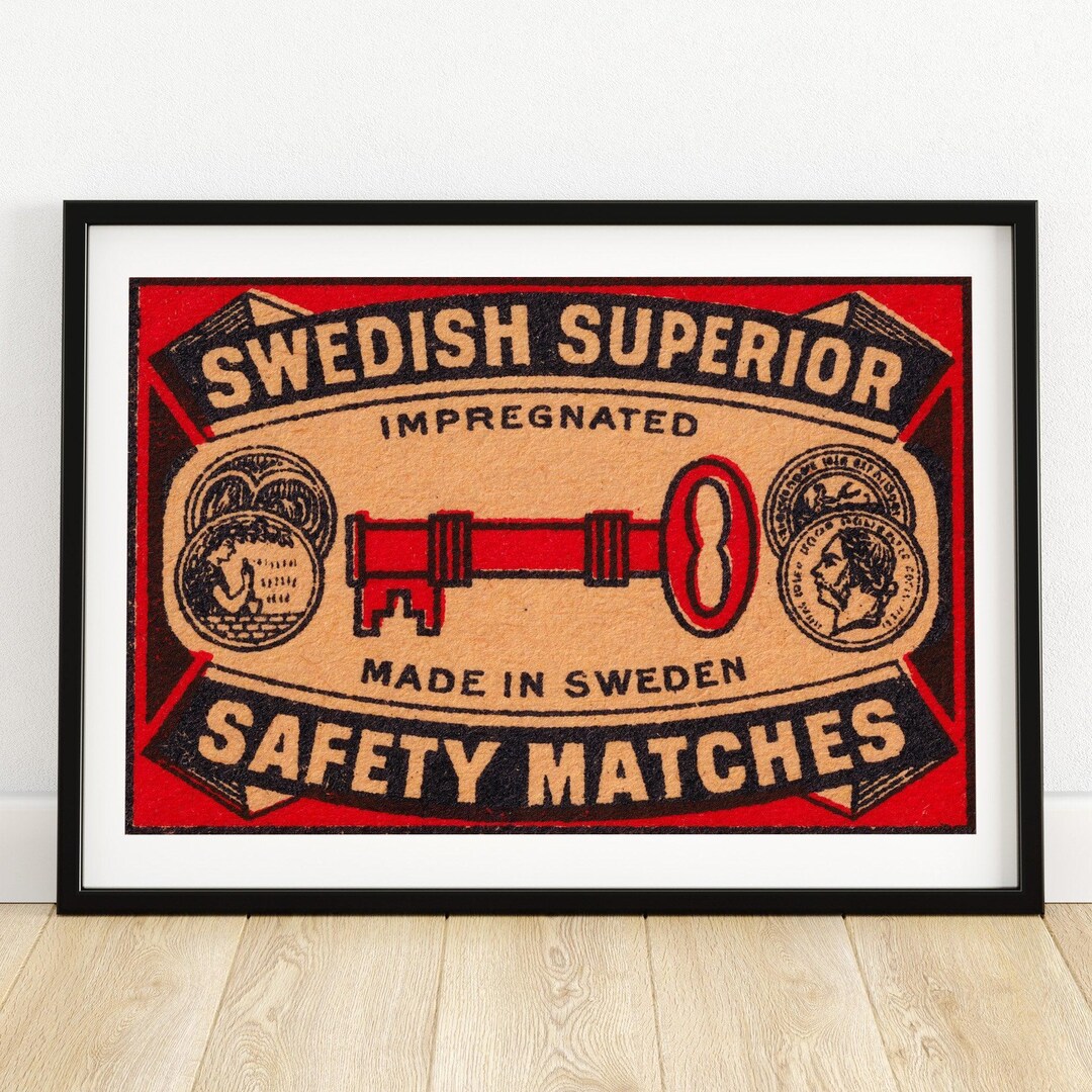 Red Key - Matchbox Print - Sweden Wall Art - Vintage Sweden Art ...