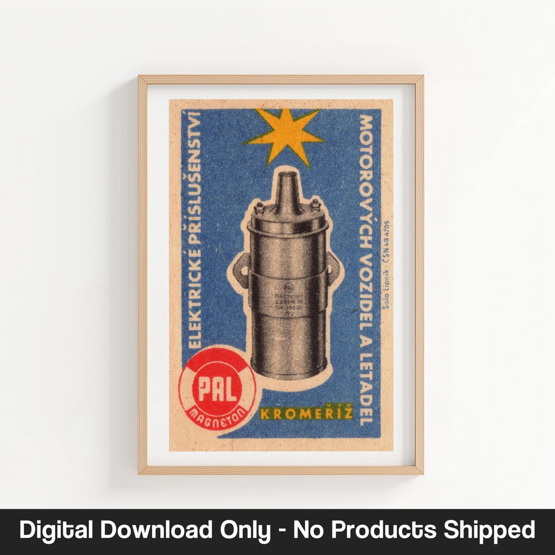 Blue Yellow Red Vintage Label Art, PAL Electrical Component, Magneton ...