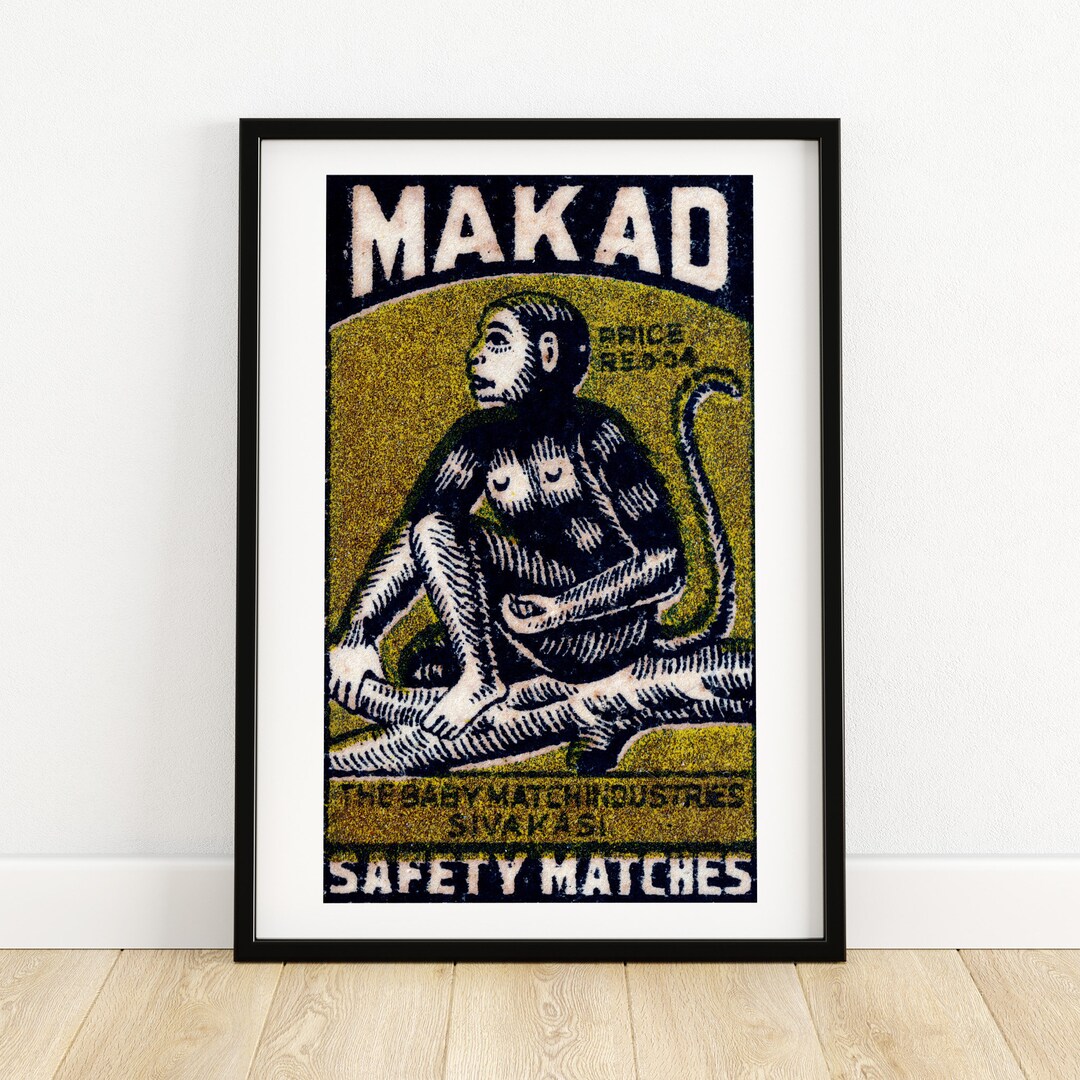 Monkey in Tree Matchbox Print Aesthetic Wall Art Vintage - Etsy
