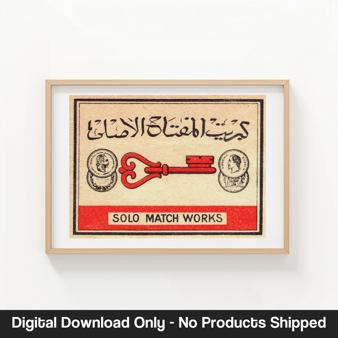 Key With Coins Vintage Label: Original Matchbox Art, Antique Style ...