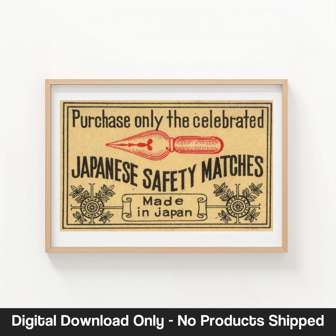 Vintage Matchbox Art: Japanese Safety Matches Label - Red Black Beige ...