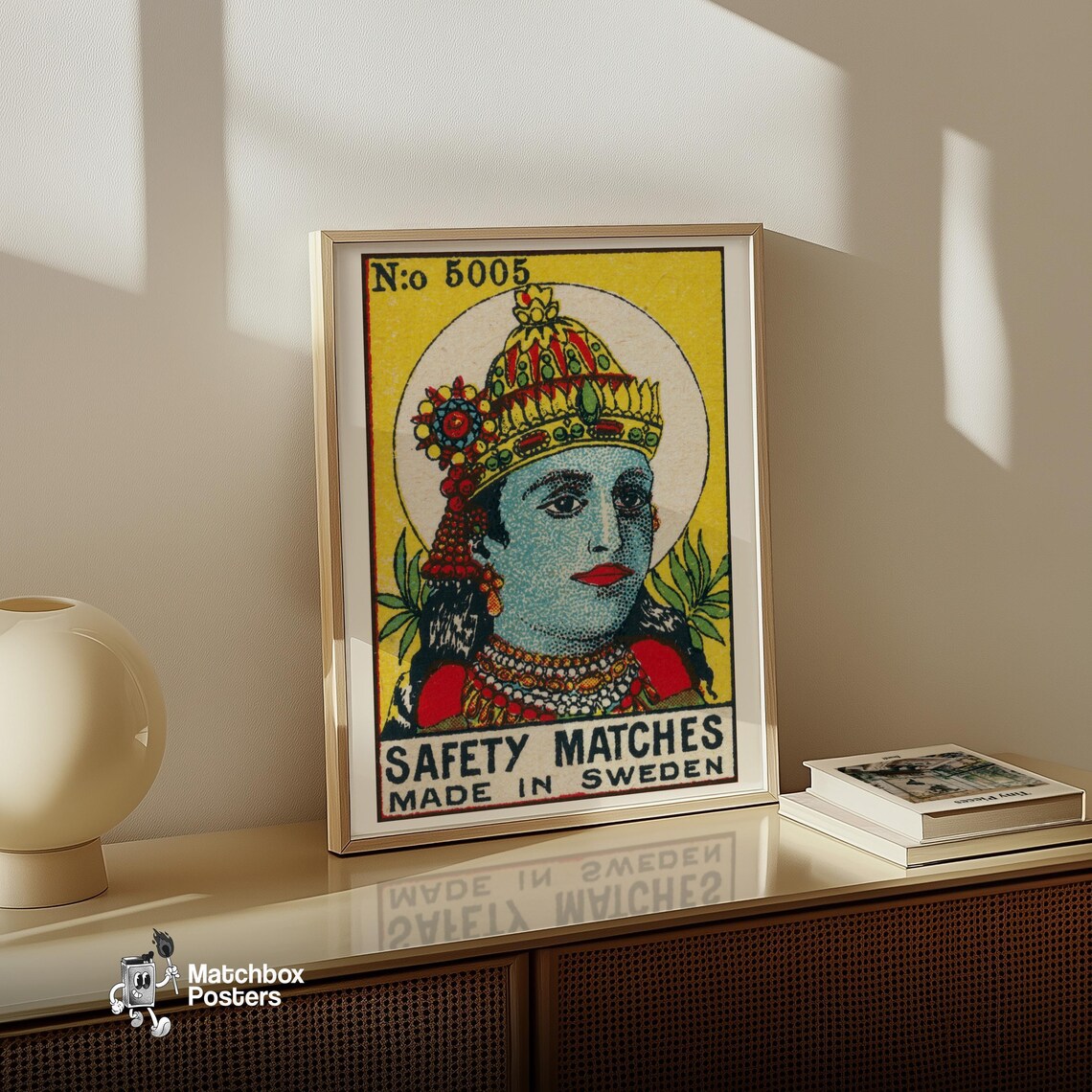 Vishnu Indian God - Matchbox Print - India Wall Art - Vintage India Art ...