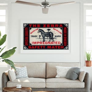 The Zebra - Matchbox Print - Aesthetic Wall Art - Vintage Swedish Art ...