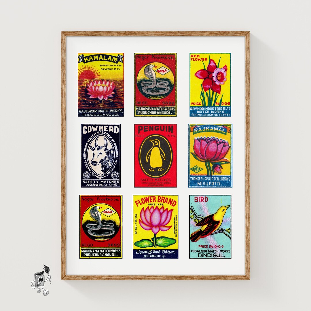 Matchbox Label Wall Art: Tamil Vintage Typography - Unframed Print - Etsy