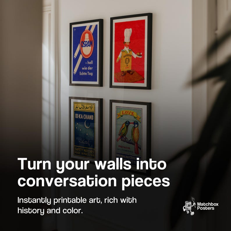 Light Bulb Blue Red Matchbox Label: Vintage OSRAM Illustration - High ...