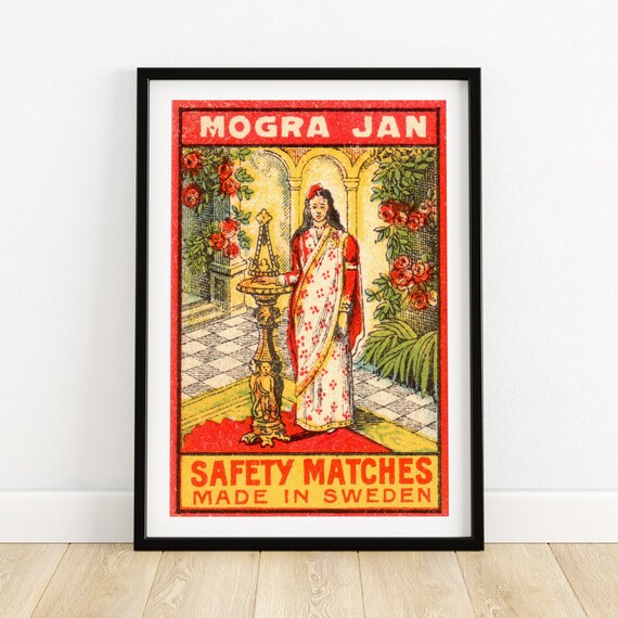 Mogra Jan Matchbox Print A4 Size India Wall Art Vintage - Etsy