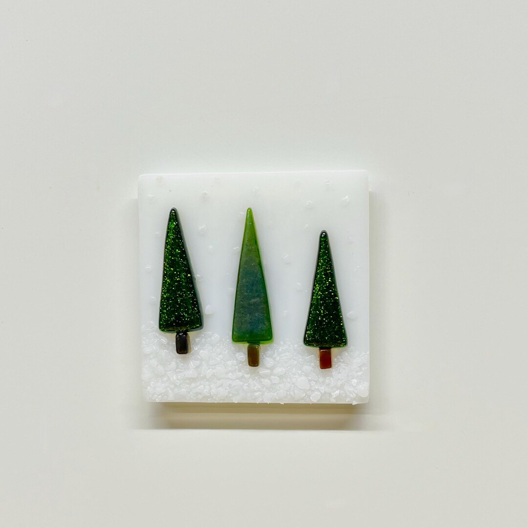 Fused Glass Christmas Tree Magnet - Etsy