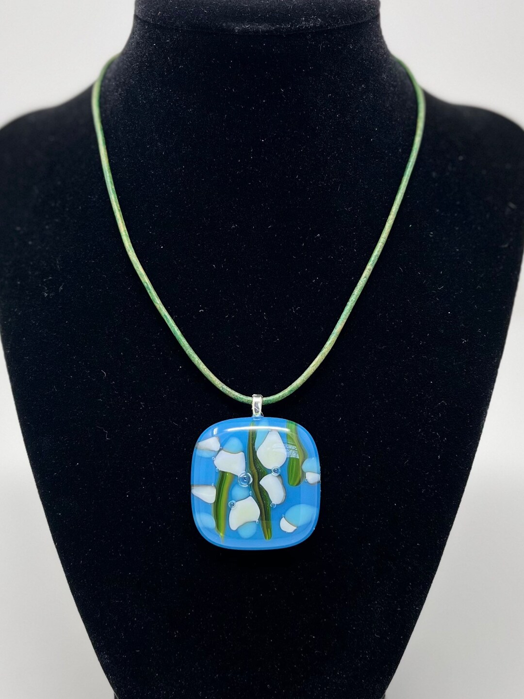 Blue, Green, and Reactive Glass Pendant - Etsy