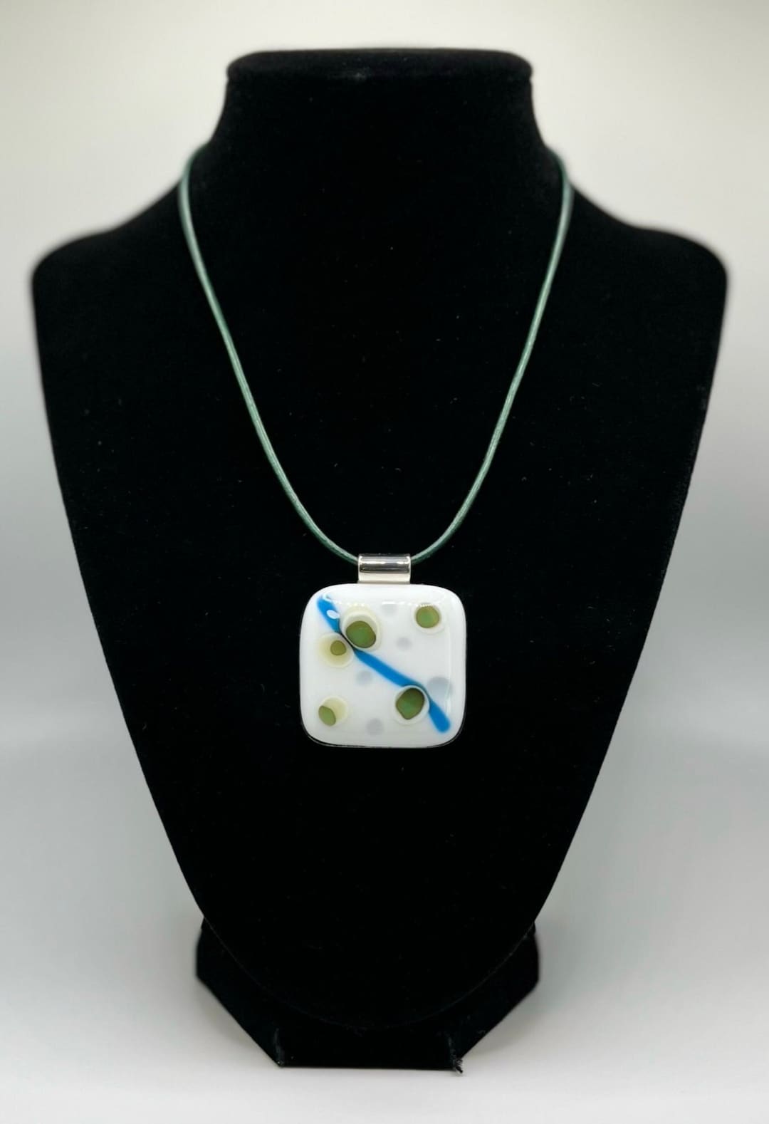 White, Blue, and Green Reactive Glass Pendant - Etsy