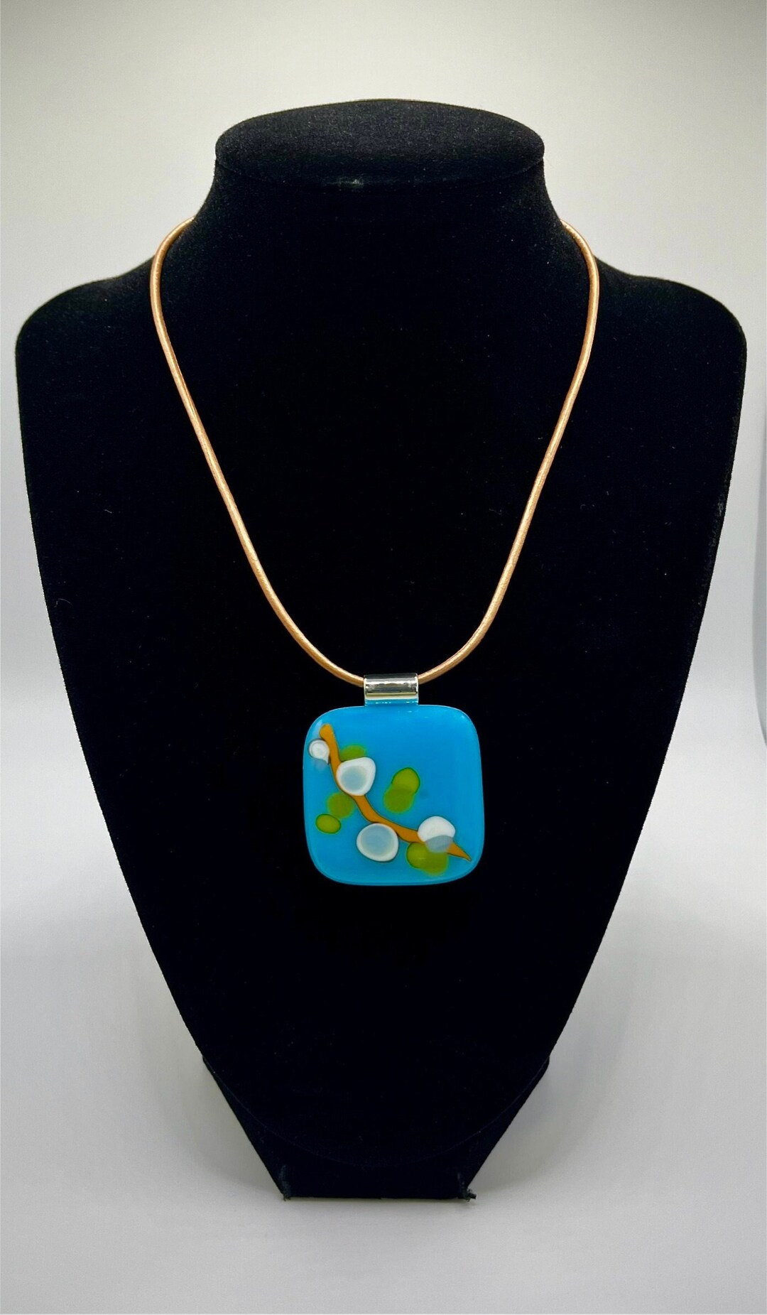 Turquoise Fused Reactive Glass Pendant - Etsy