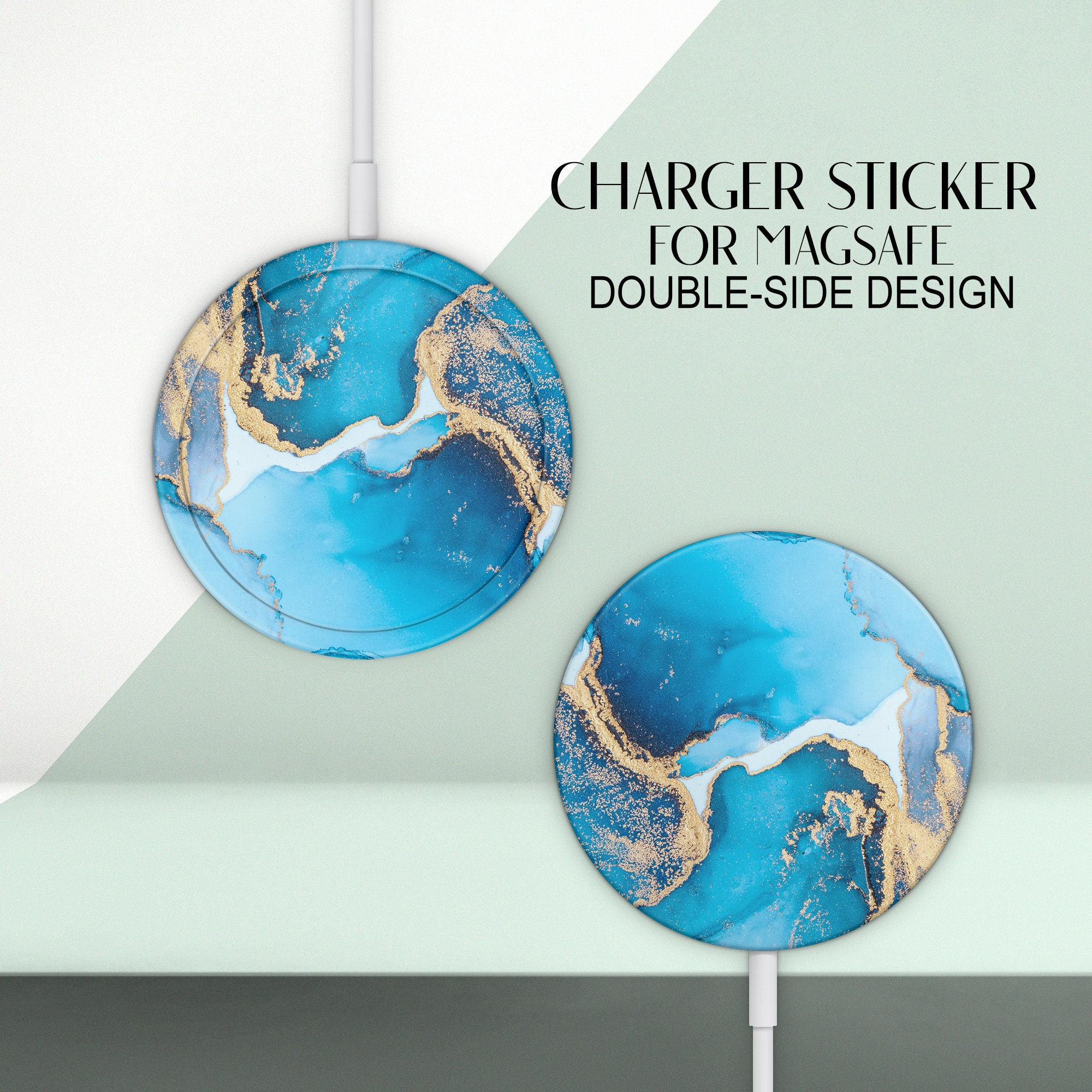 Blue Gold Marble Magsafe Charger Skin Magsafe Decal - Etsy