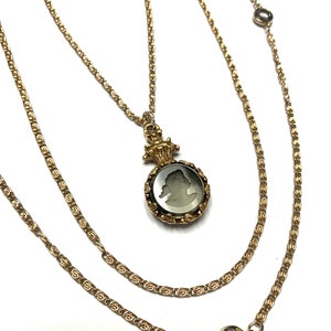 Goldette Necklace With Intaglio Cameo Glass Pendant - Etsy