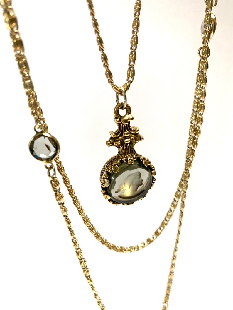 Goldette Necklace With Intaglio Cameo Glass Pendant - Etsy