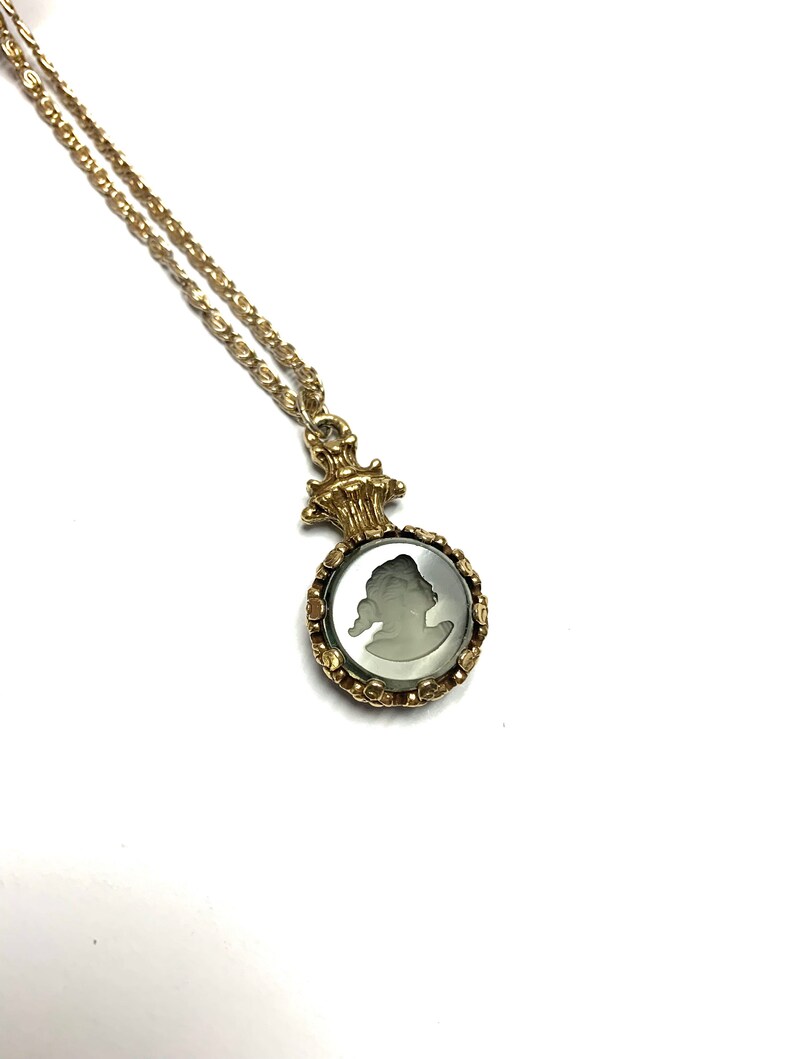 Goldette Necklace With Intaglio Cameo Glass Pendant - Etsy