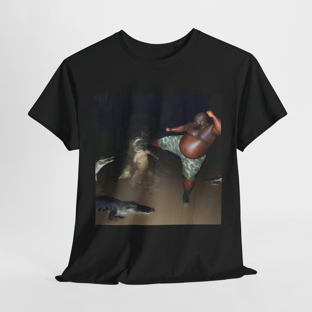 Man Kicks Alligator in Swamp Shirt Funny Viral Meme Shirt, Alligator ...