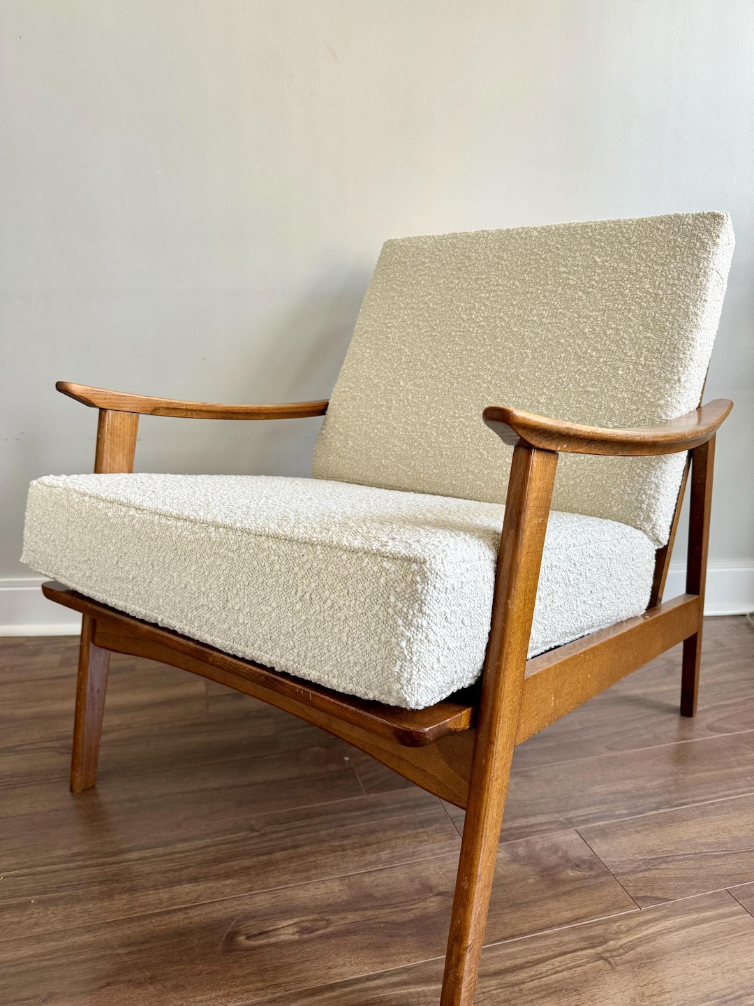 Boucle Fabric Chair Cushions: MCM Style, Custom Sizes - Set of 2 ...