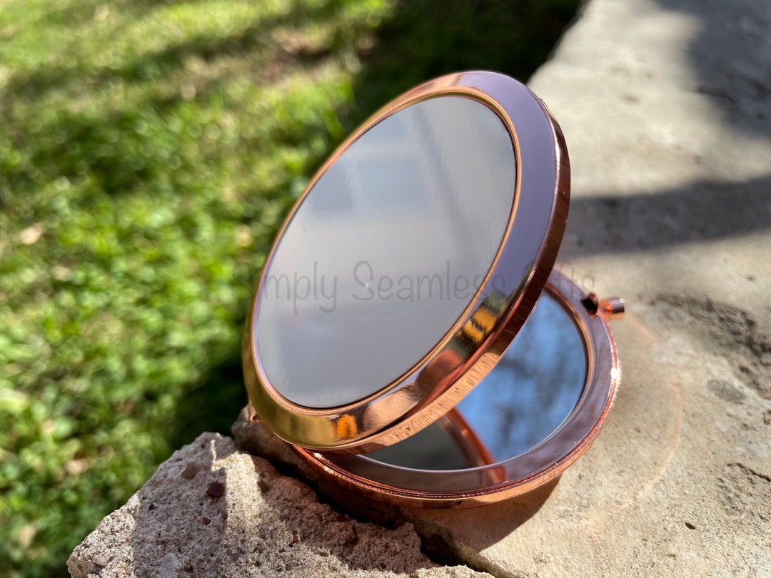 Blank Sublimation Rose Gold Silver Round Compact Mirror Makeup Cosmetic ...