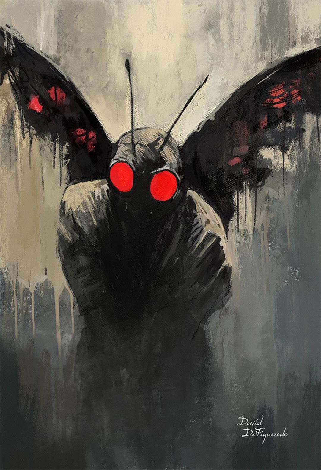 Mothman Cryptid Art Print - Poster Wall Decor - Original Artwork by David Defigueredo - Etsy