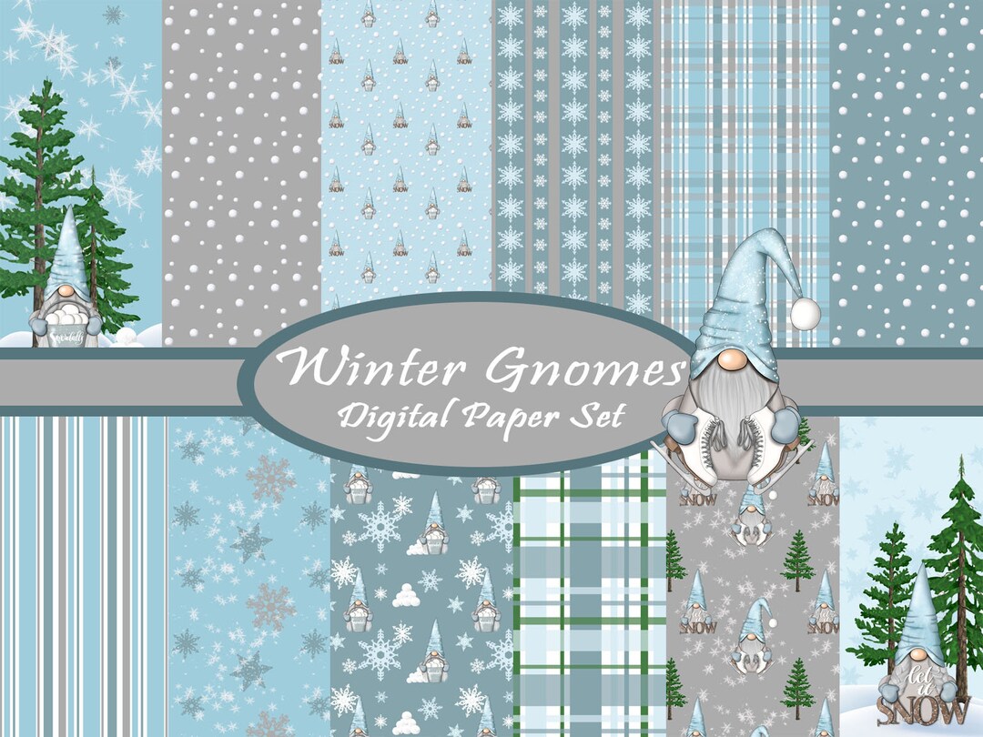 Winter Gnomes Digital Paper Pack - Etsy