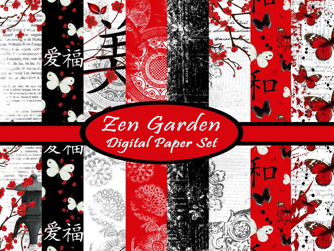 Zen Garden Digital Paper Pack - Etsy