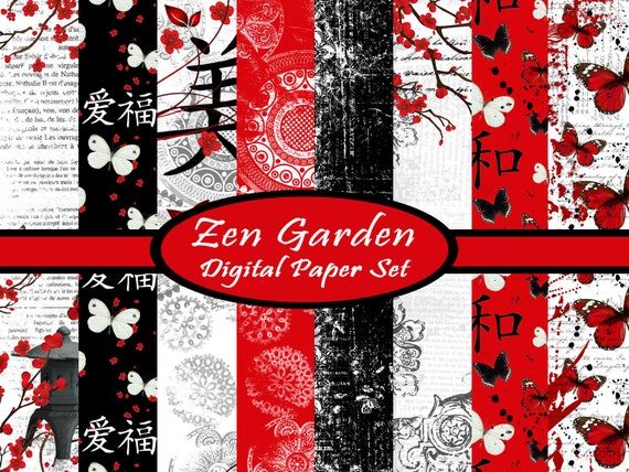 Zen Garden Digital Paper Pack - Etsy