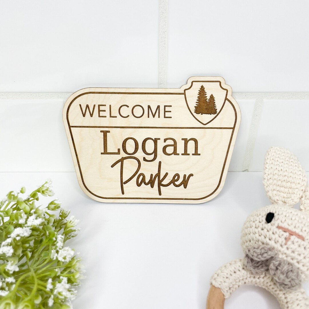 State Park Welcome Baby Announcement, Custom Wood Baby Name Sign ...