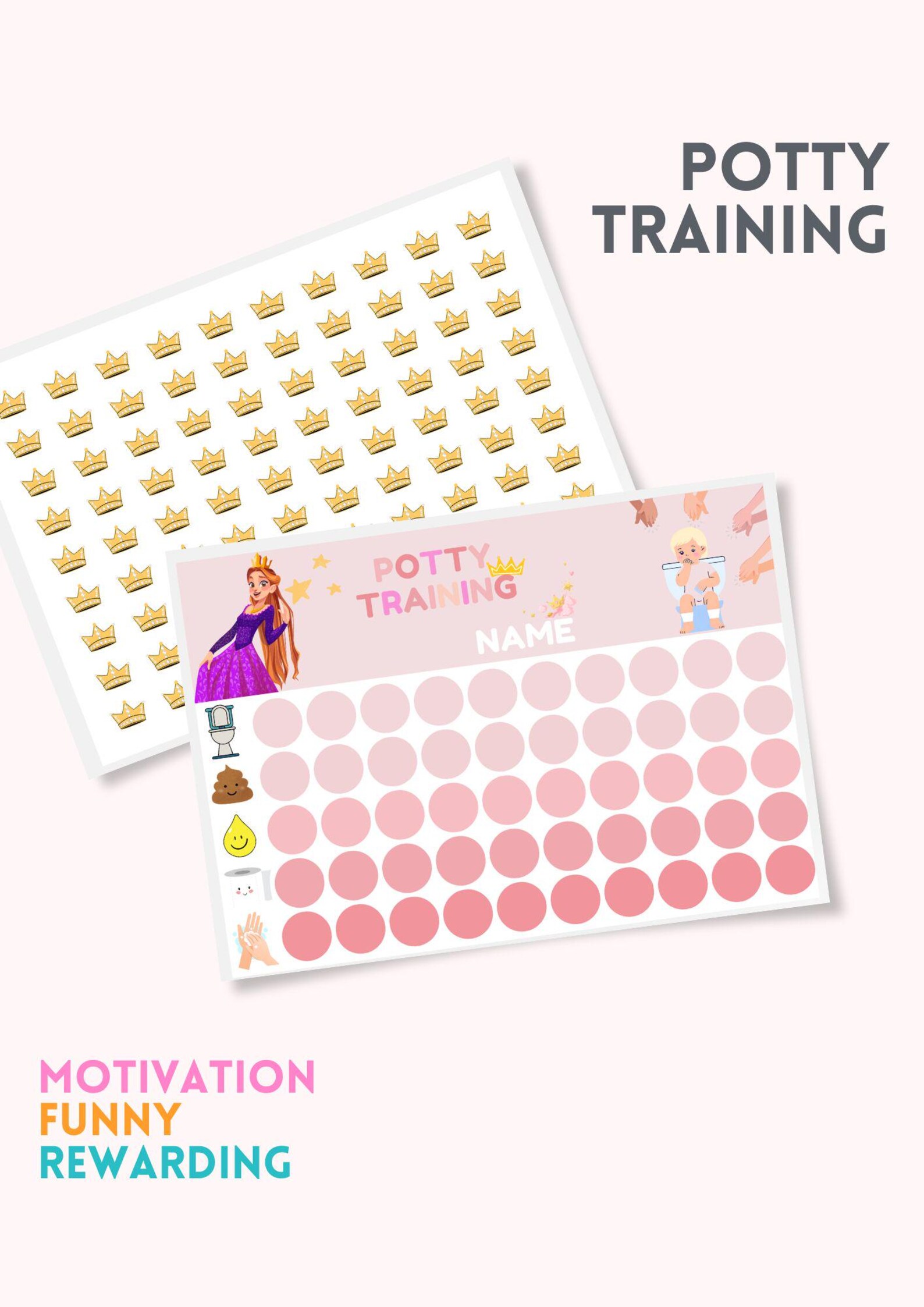 Toddler Potty Training Princess Chart Funny & Rewarding Toilet Training ...