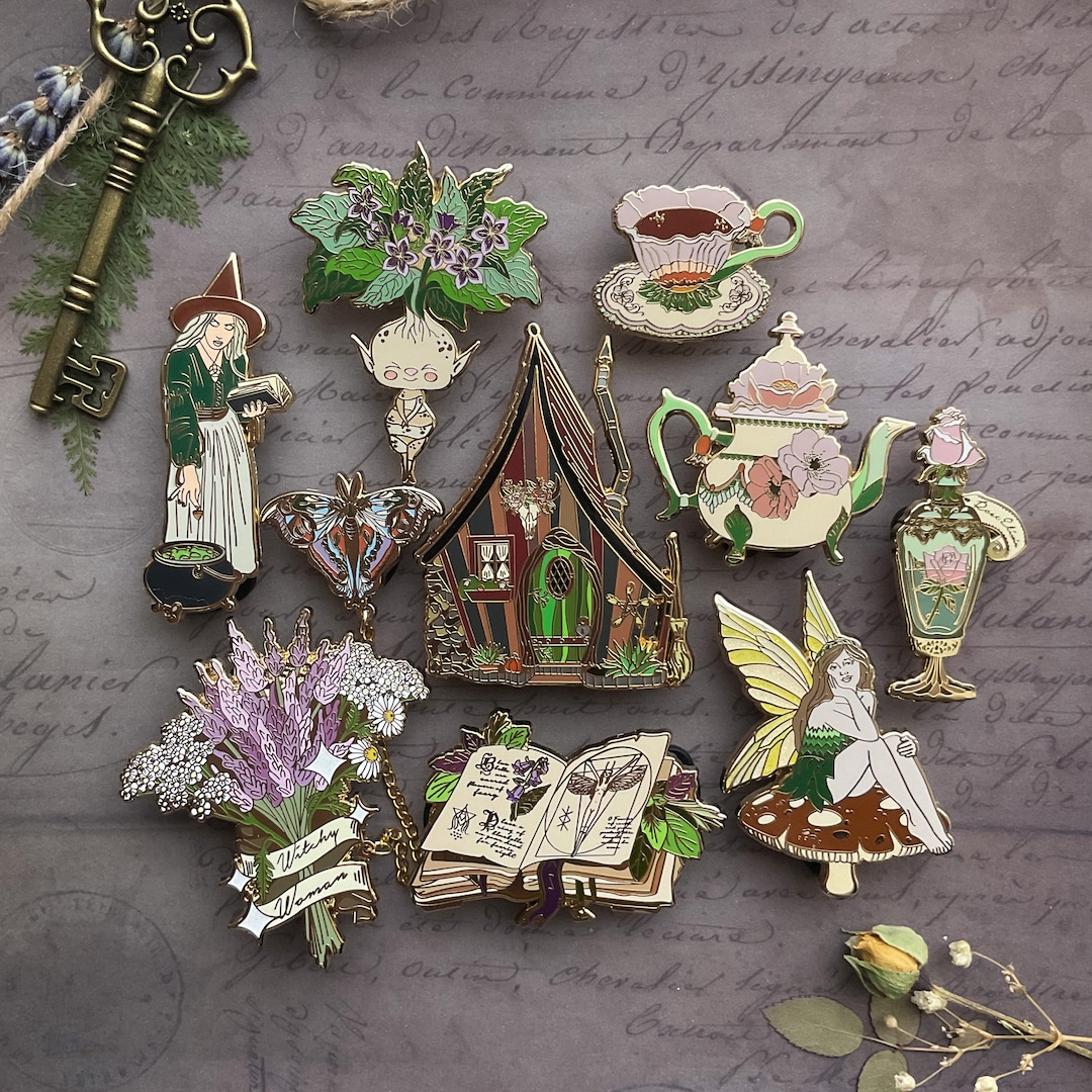 Cottage Witch Enamel Pins: BELLE’S COLLECTION. Witch Fairy Mandrake ...