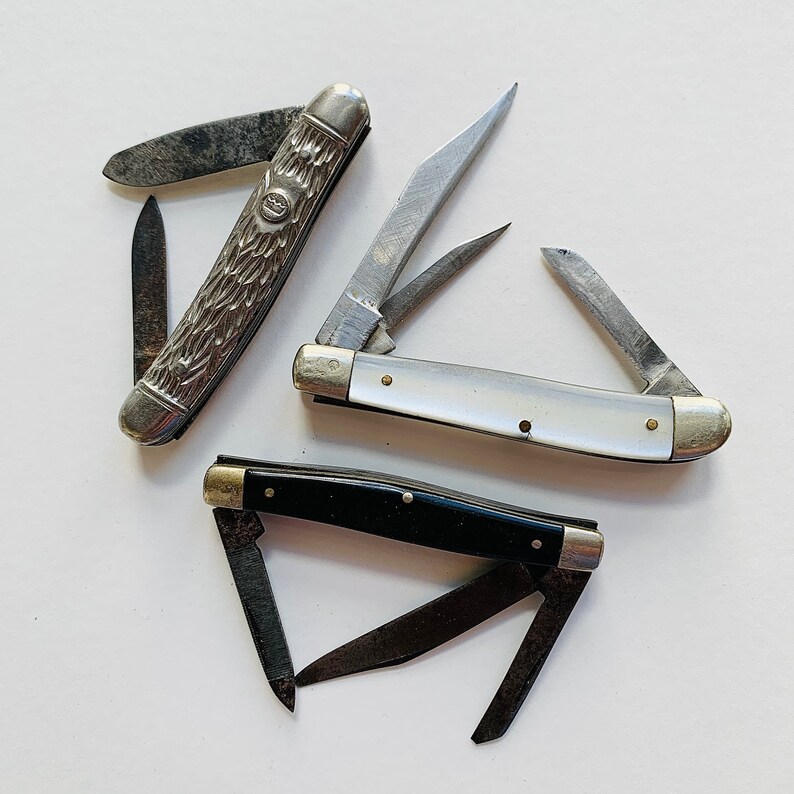 3-piece Vintage Pocket Knife Collector Knife Set - Etsy