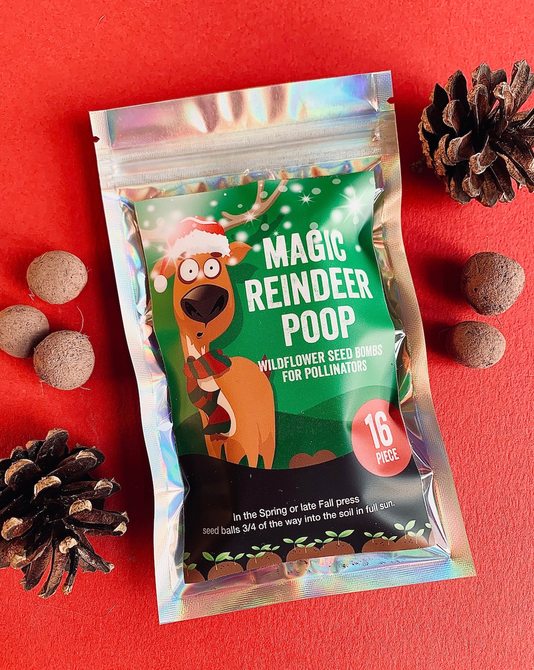 Reindeer Poop Seed Bombs 1-piece Pack 16 Count Wildflowers Seeds ...
