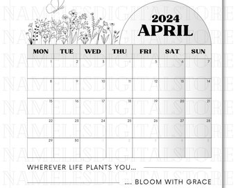 April 2024 Square Blank Calendar 12x12in Downloadable Printable Monthly ...