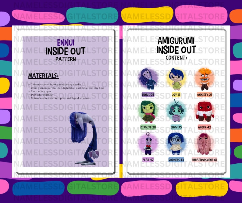 Amigurumi Inside Out 2 Crochet Patterns PDF Bundle Emotions: Joy ...