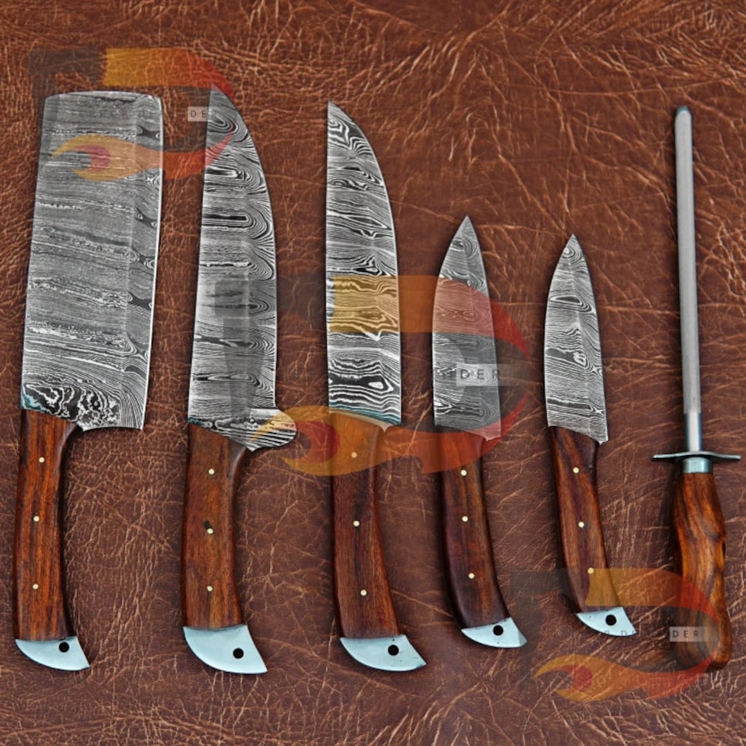 Handmade Damascus Chef Set of 6pcs,damascus Steel Knife Set,chef Knife ...