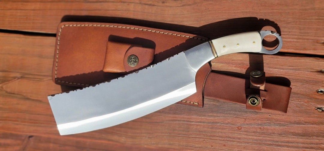 Handmade Full Tang Hatchet D2 Steel Cleaver With Pure Leather Sheath - Etsy