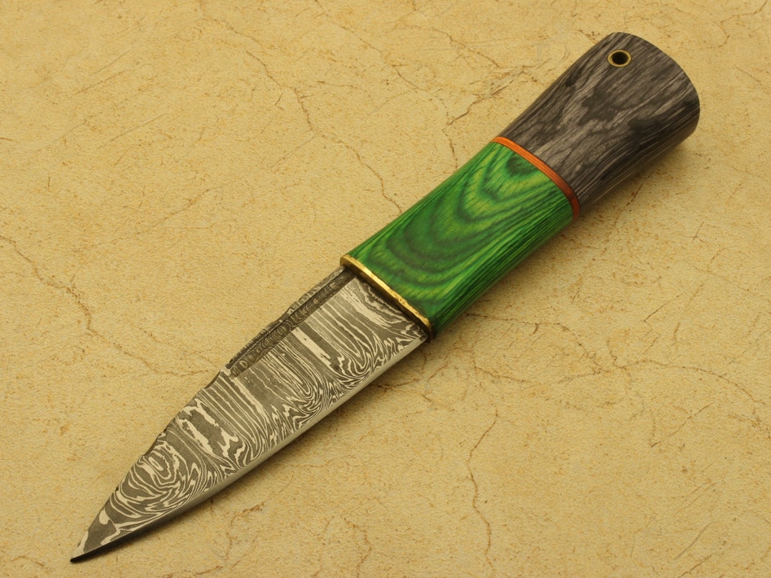 Custom Handmade Celtic Scottish Genuine Damascus Sgian Dubh Dirk Knife ...