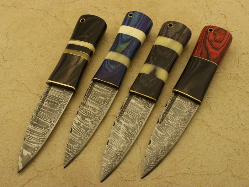 Combo of 4: Handmade Celtic Scottish - Genuine Damascus Sgian Dubh Dirk ...