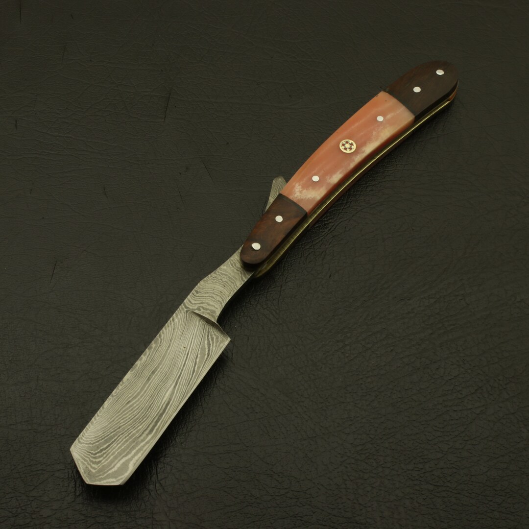 Beautiful Handmade Damascus Steel Razor Handmade Cut Throat Barber ...