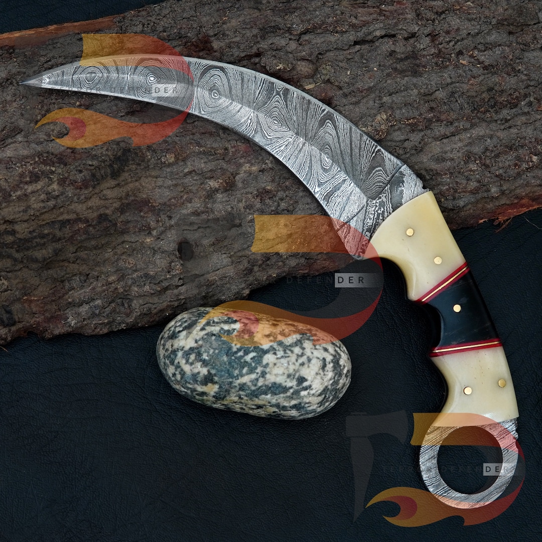 Beautiful Handmade Damascus Karambit Knife Handle Made of Camel Bone ...