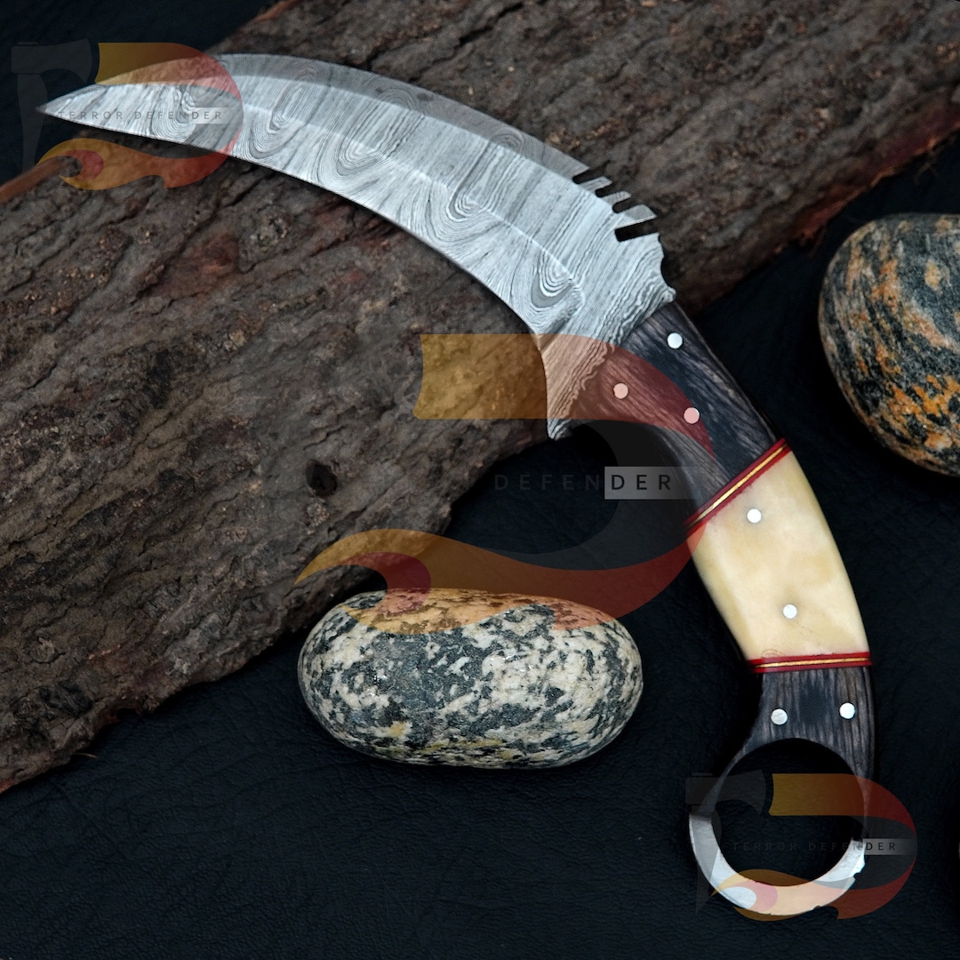 Beautiful Handmade Damascus Steel Karambit Knife Handle Made of Camel ...