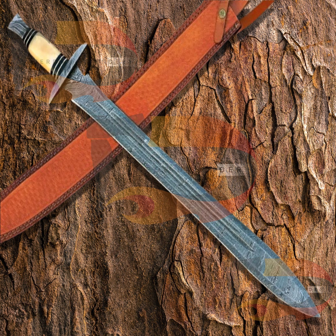 Custom Handmade Damascus Steel Medieval Sword 30" Inches Sword With ...