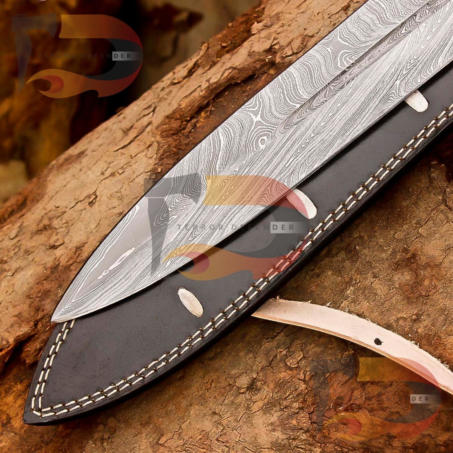 Hand Forged Damascus Steel Sword: Medieval Warrior Sword With Leather ...