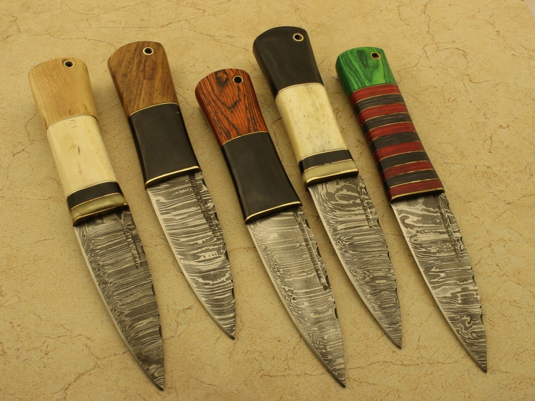 Combo of 5: Handmade Celtic Scottish - Genuine Damascus Sgian Dubh Dirk ...