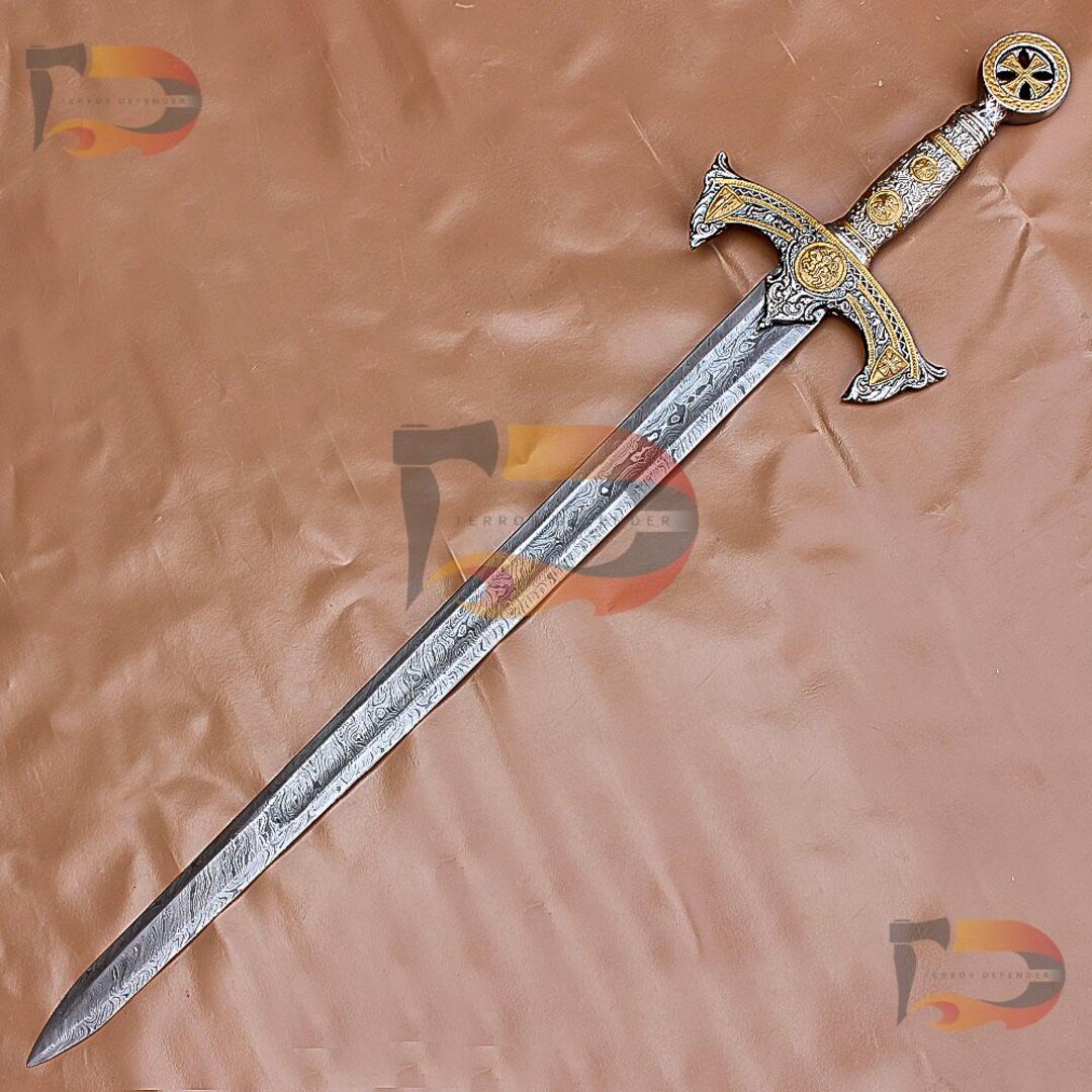 Handmade Damascus Steel Knight Templar Crusader Sword | Medieval ...