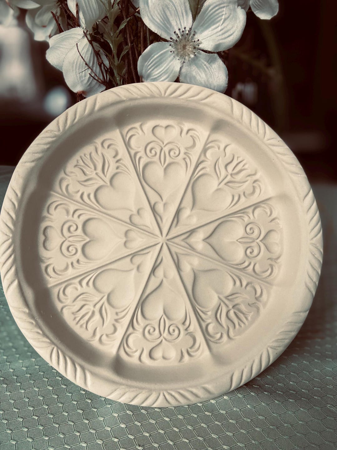 Vintage Ceramic Shortbread Mold With Hearts and Tulips, “the Shortbread ...
