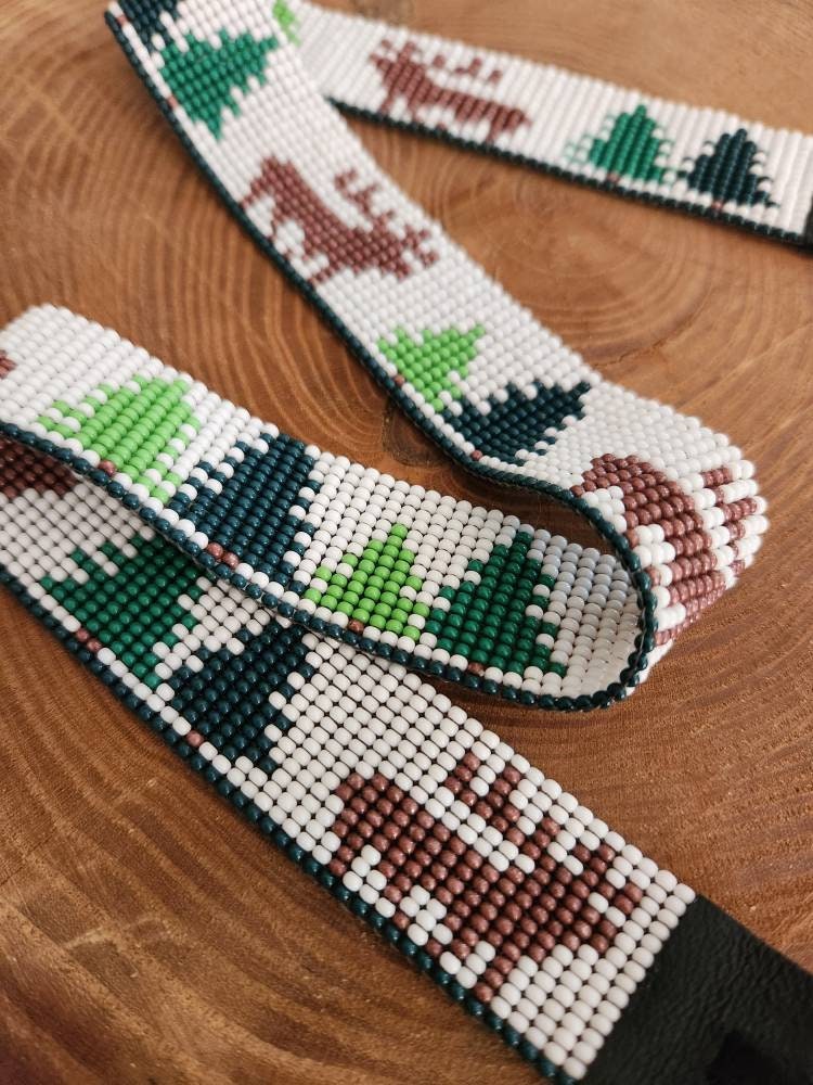 Elk & Trees Beaded Hat Band - Etsy